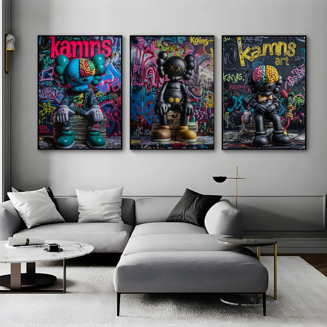 KAWS Poster Set of 3, Graffiti KAWS Art Print, KAWS Figures Digital ...
