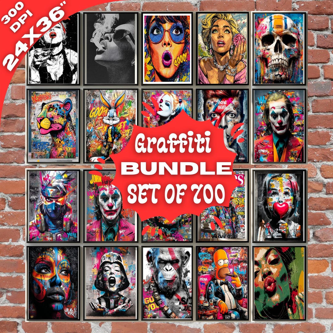 Graffiti Art Bundle | Printable Street Art Hip Hop Poster Set | Digital ...