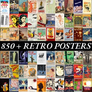 Vintage Retro Poster Bundle Digital Wall Art | 850+ Aesthetic Retro ...