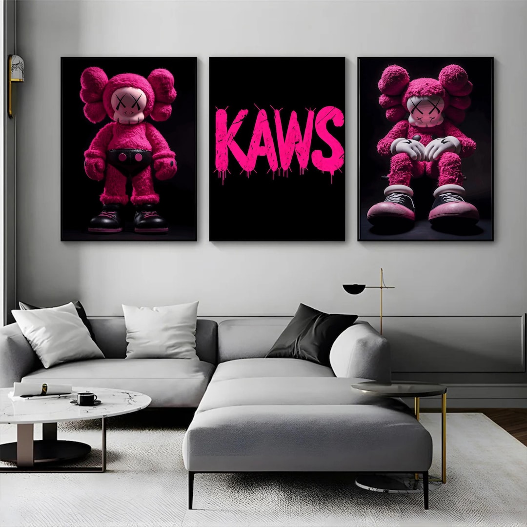 KAWS Bear Pink Digital Download Wall Art – Graffiti Style KAWS Poster ...