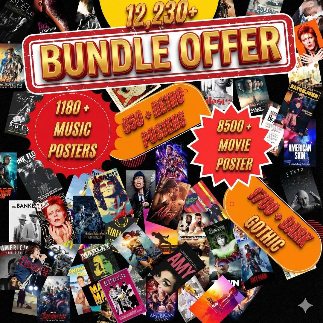 Vintage Music Posters Bundle 12230+ Band & Rock Concert Collage Prints ...