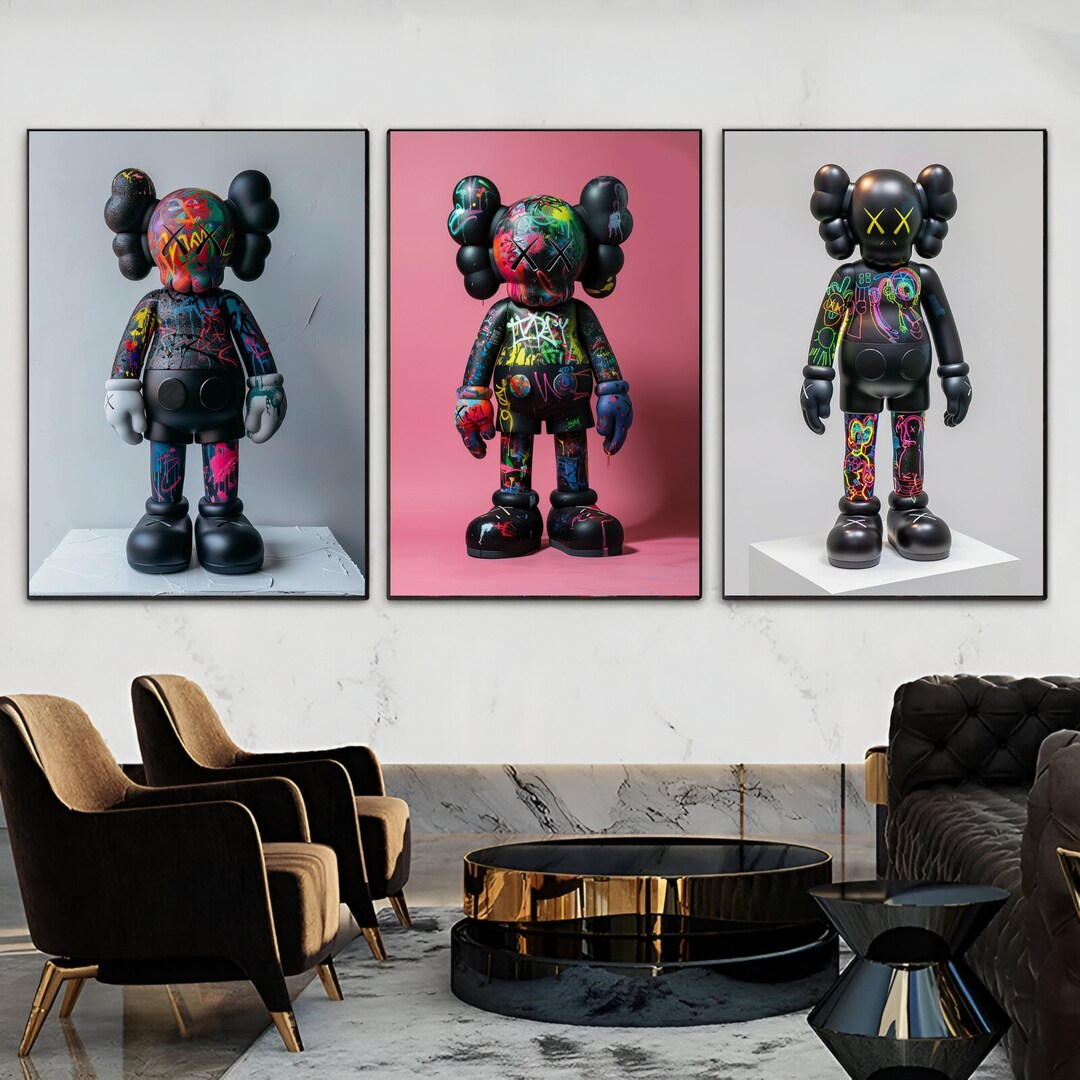KAWS Poster Set of 3, Graffiti KAWS Art Print, KAWS Figures Digital ...