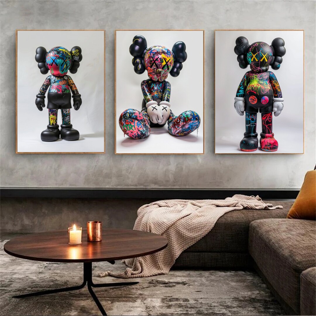 KAWS Poster Set of 3, Graffiti KAWS Art Print, KAWS Figures Digital ...