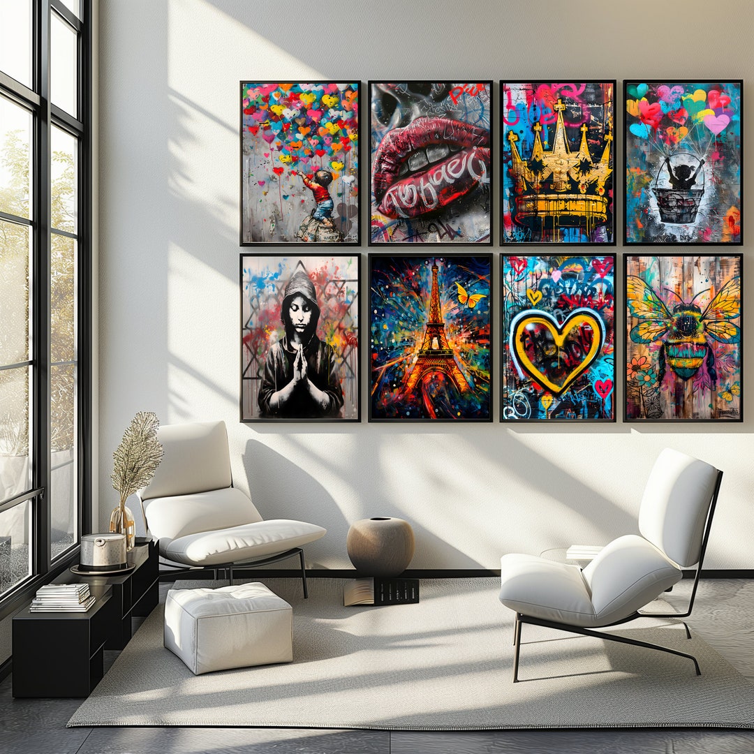 Graffiti Wall Art Png,street Pop Art Print Set,printable Fashion Decor ...