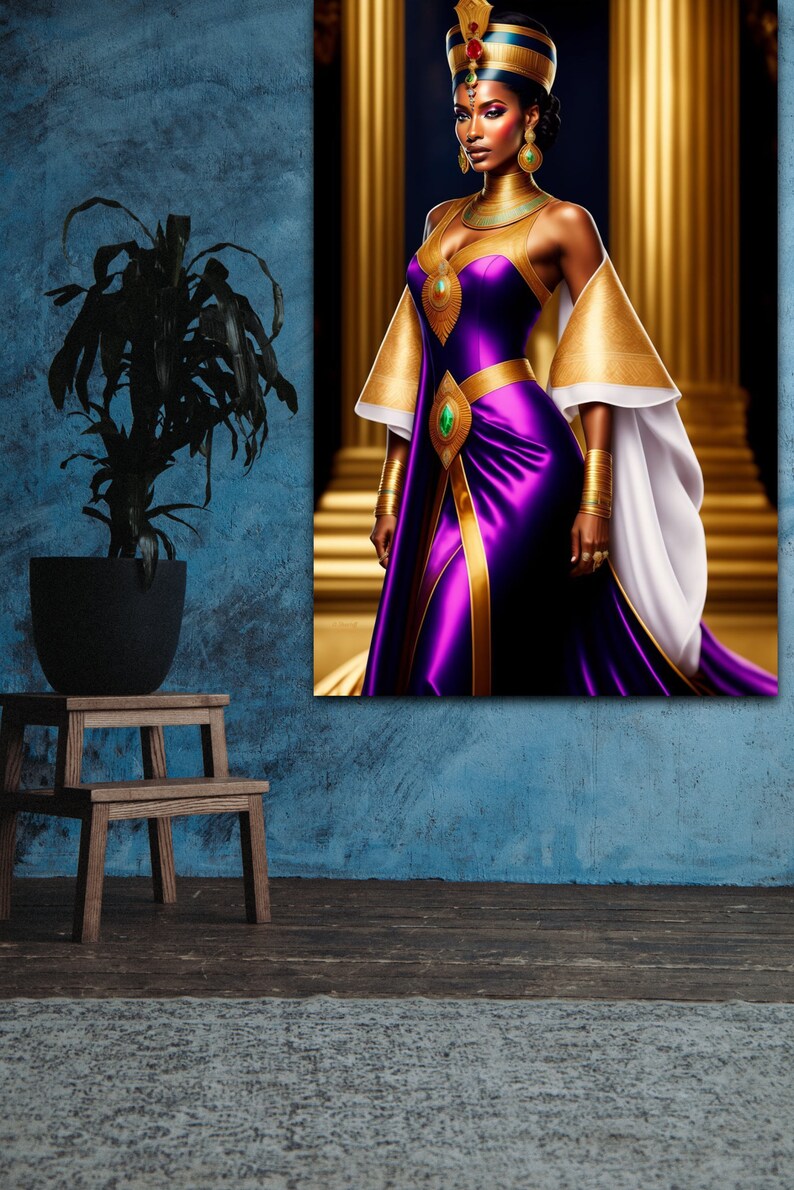 Egypt & Ethiopian Queen Sheba Painting 1 Signed Fine Art Mid Century ...