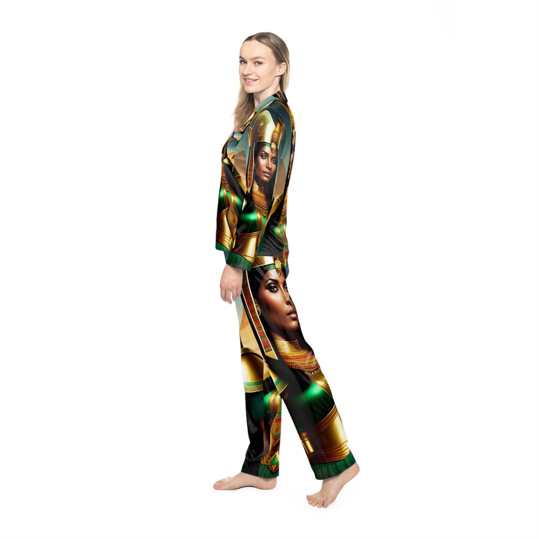 Satin Pajamas Set With Queen Cleopatra Painting 11, Women Cloth ...