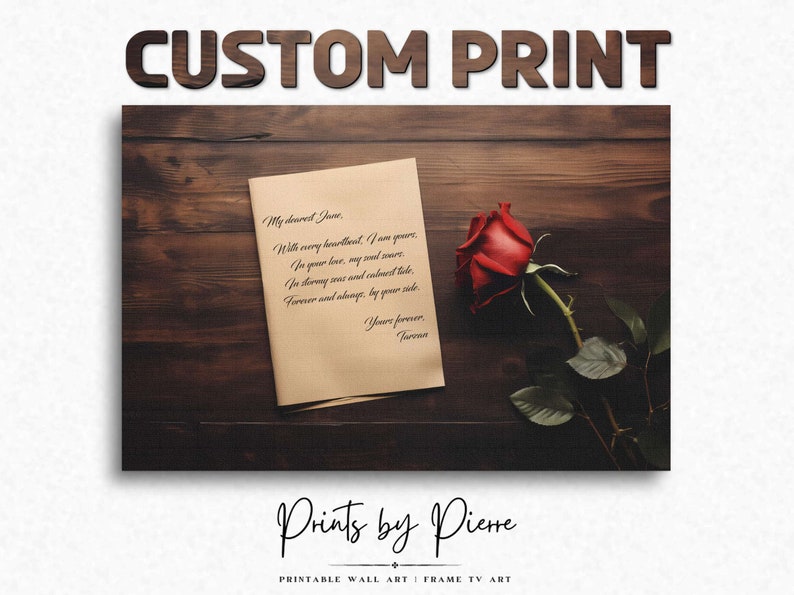 Custom Love Note A Love Note Signed by You, Beautiful Rose, Custom ...
