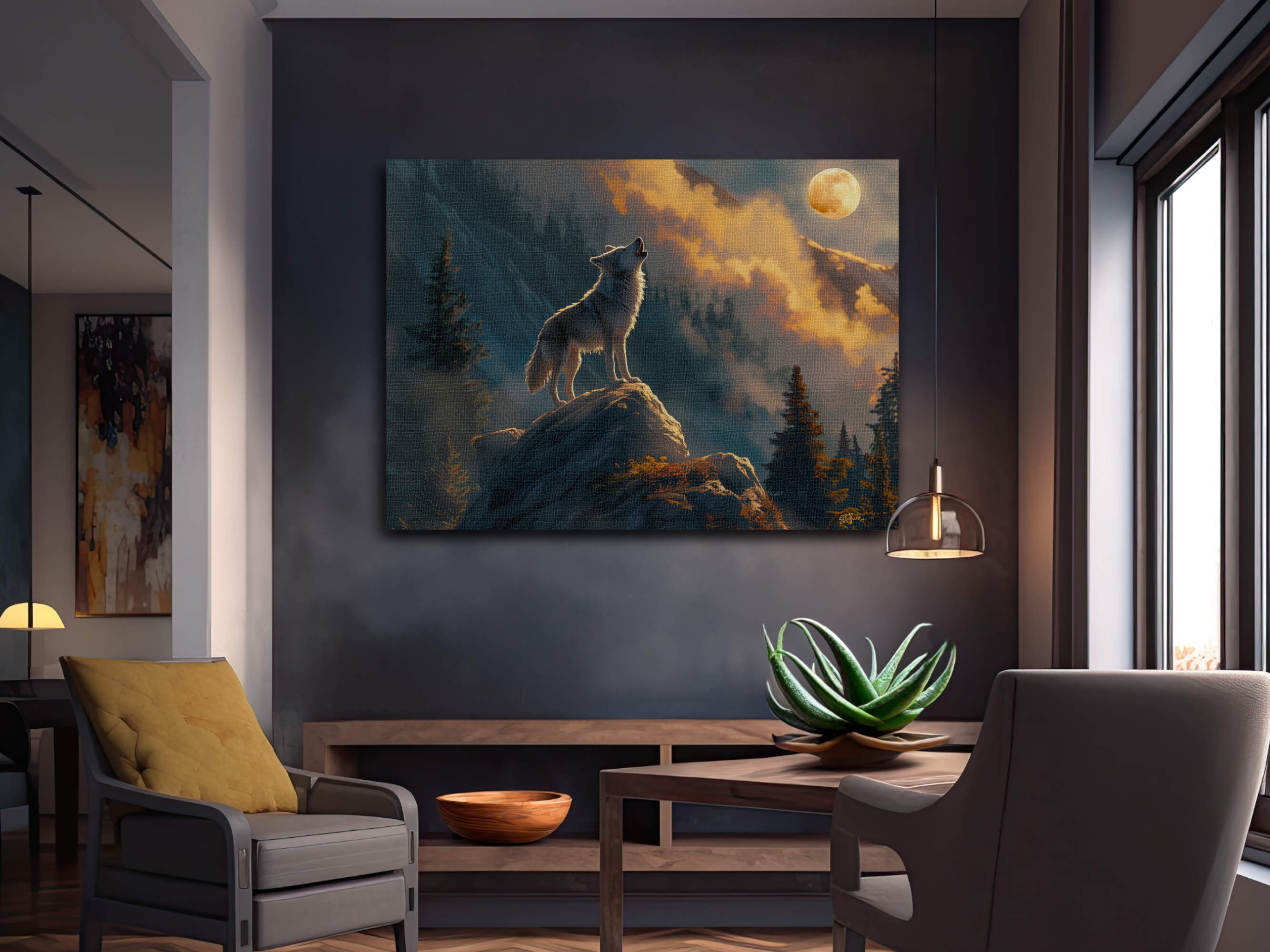 Moonlit Wolf Majestic Wolf, Bathed in the Soft Glow of Moonlight ...