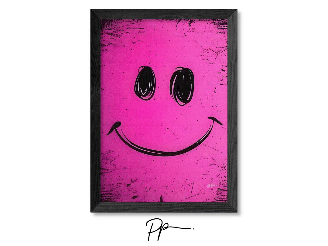 Fuzzy Smiley Pink | Adorable Pink Smiley, Printable Wall Art, Pop Wall ...