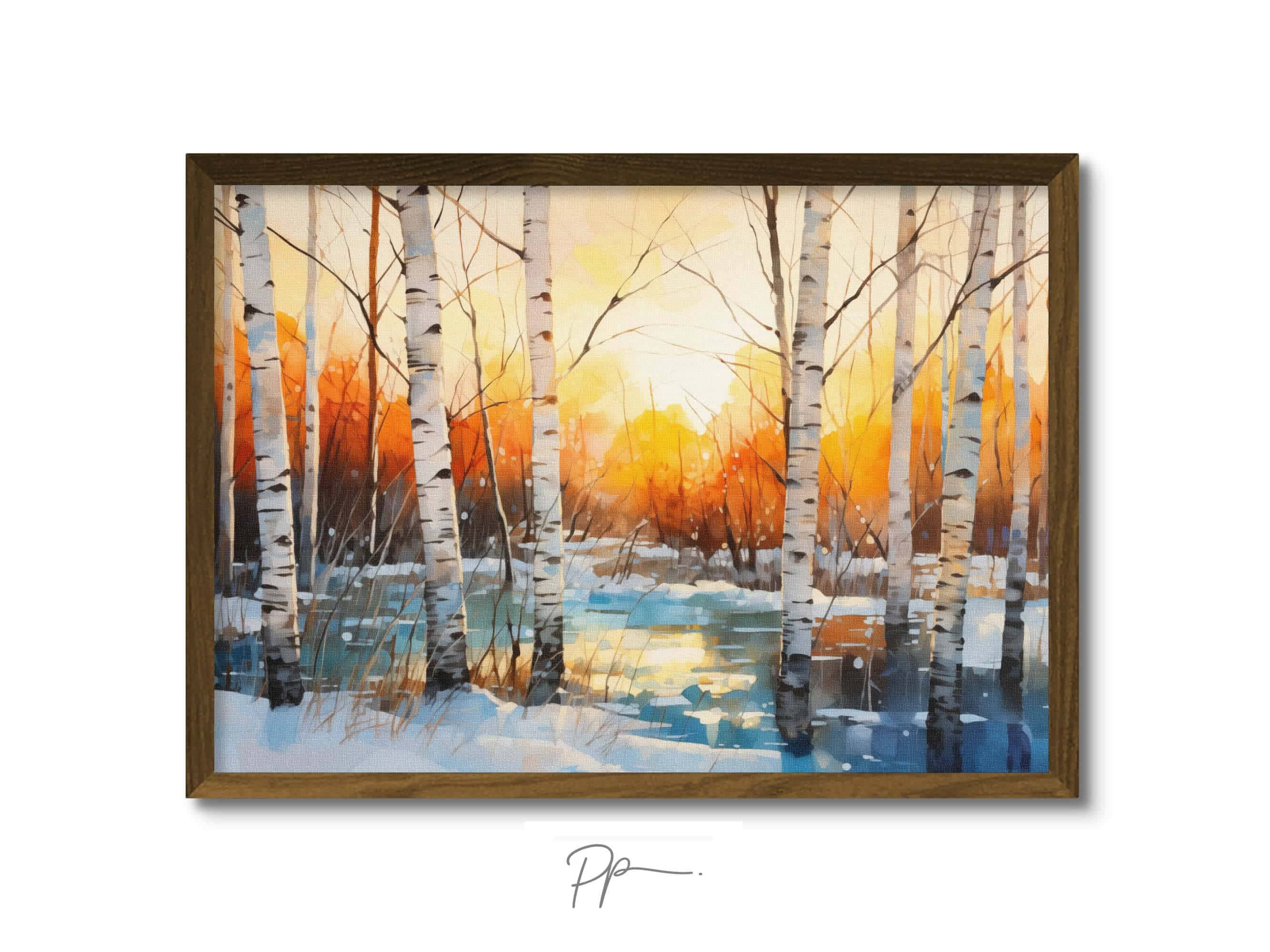 Birch Forest Sunset Slender Birch Trees Stand Gracefully Against the ...