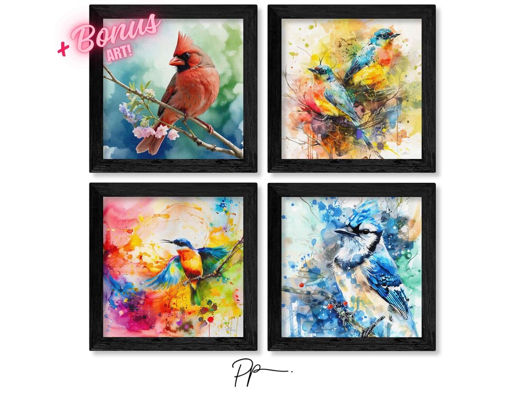 Spring Birds Set | Colorful Birds of Spring, Watercolor Painting ...