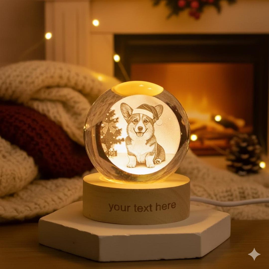 Personalized 3D Crystal Photo LED Valentine Gift Engraved Round Crystal ...