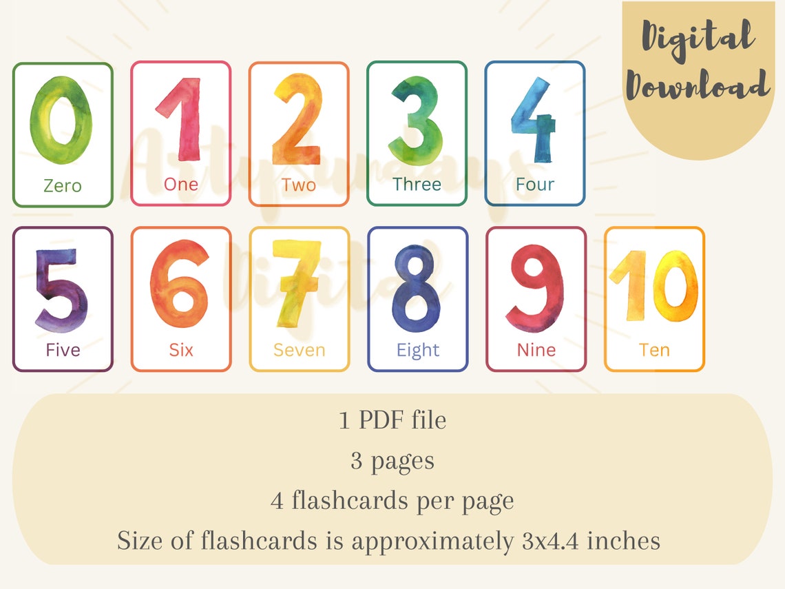 Printable Flashcards for Kids to Learn 0-10 Fun With Numbers - Etsy