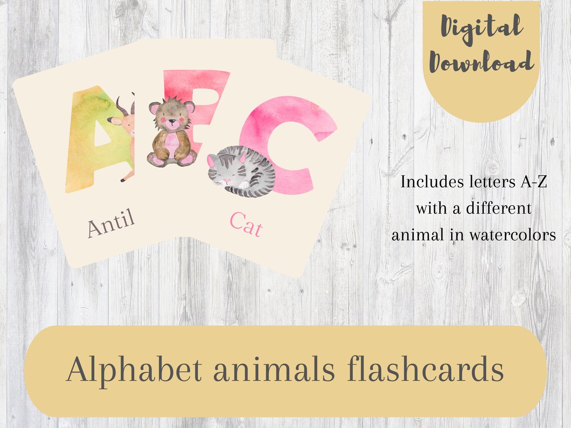 Animal-themed Alphabet Flashcards Enhance Letter Recognition - Etsy