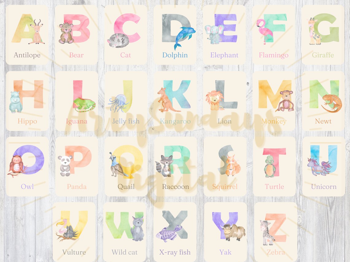Animal-themed Alphabet Flashcards Enhance Letter Recognition - Etsy