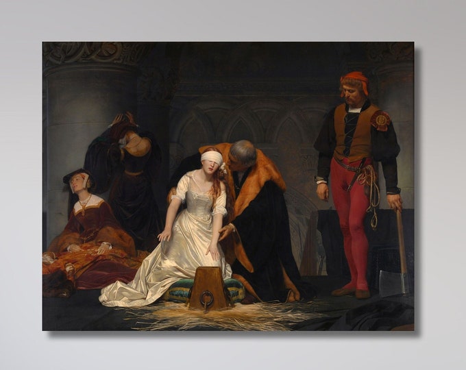 The Execution of Lady Jane Grey by Paul Delaroche Painting Vintage ...