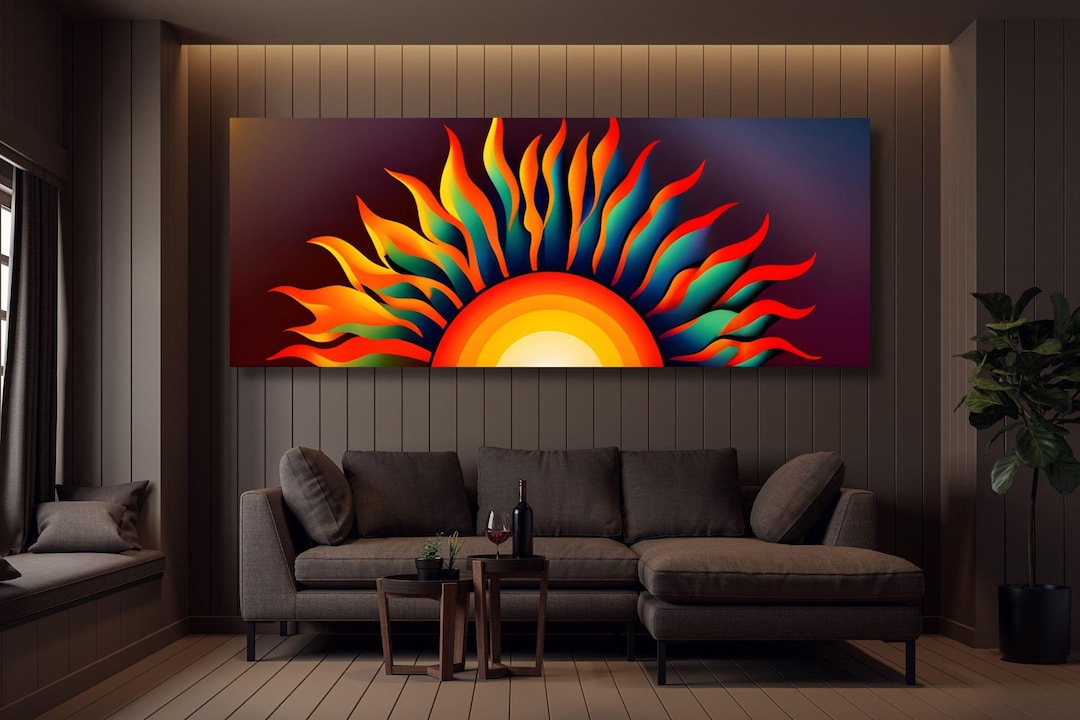 Panoramic Sunrise Wood Wall Art Above Bed Decor Canvas Wooden Long ...