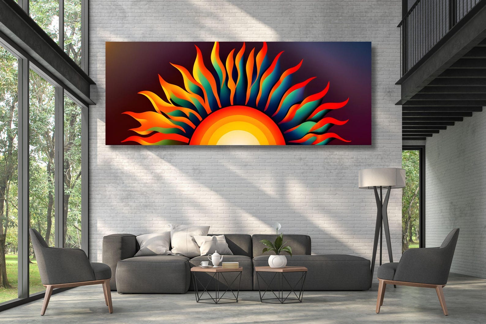 Panoramic Sunrise Wood Wall Art Above Bed Decor Canvas Wooden Long ...