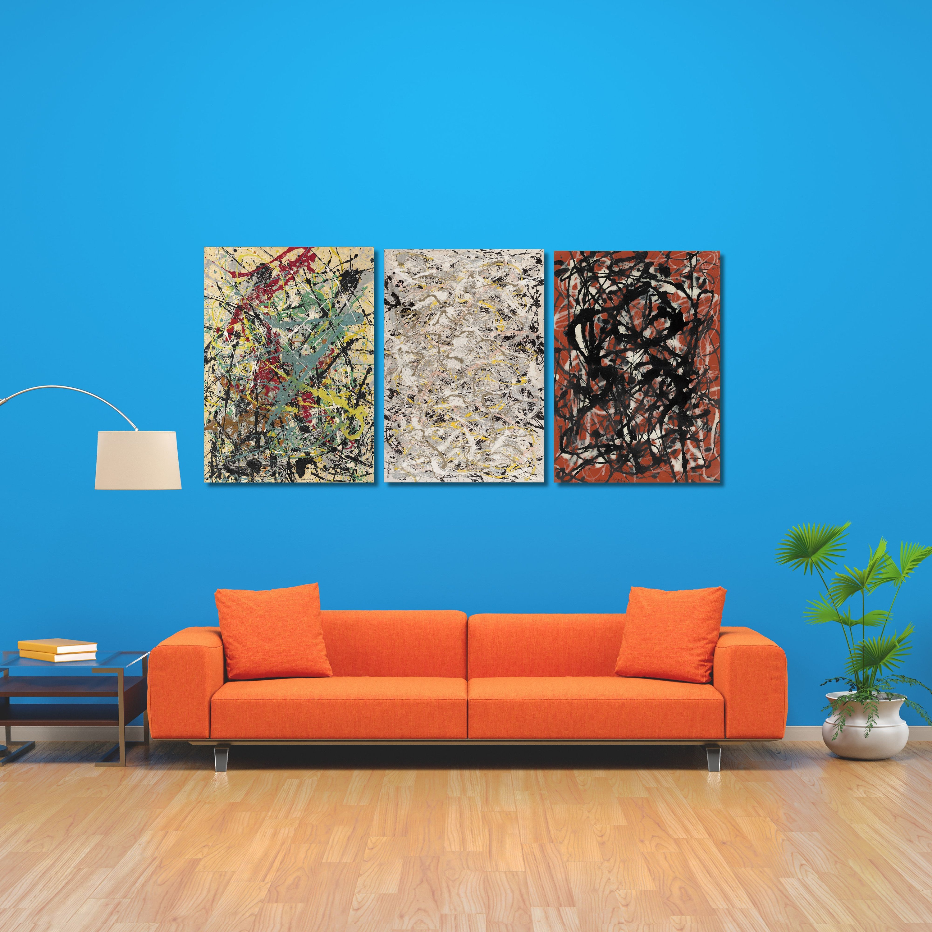 Set of 3 Jackson Pollock Art,pollock Canvas Print, Abstract Home Wall ...