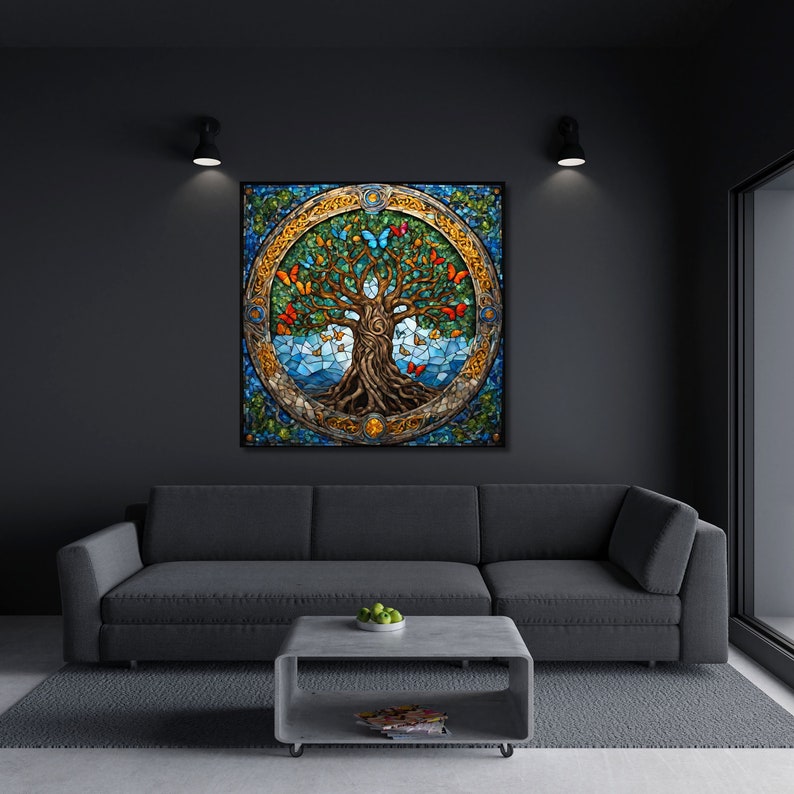 Tree of Life Canvas Wall Art Stained Glass Canvas Celtic Home Decor ...