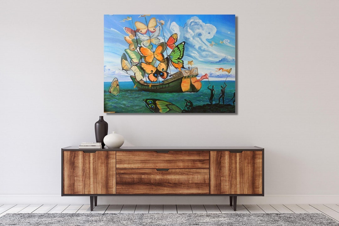 Salvador Dali Ship With Butterfly Sails Canvas Art, Dali Canvas ...