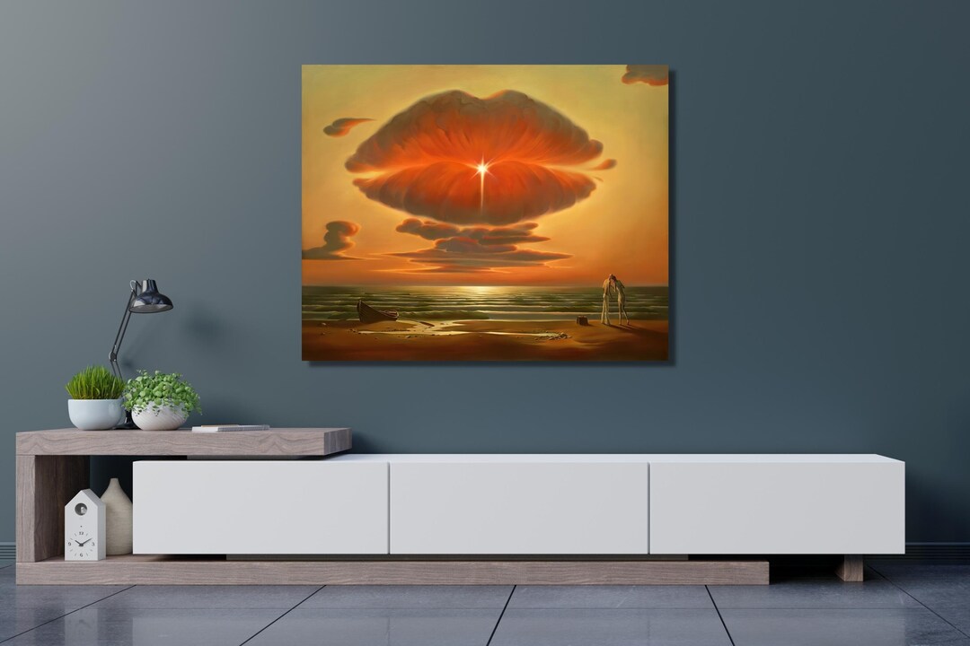 Vladimir Kush Print Wall Art, Sunrise Lips Print Wall Art, Surreal ...