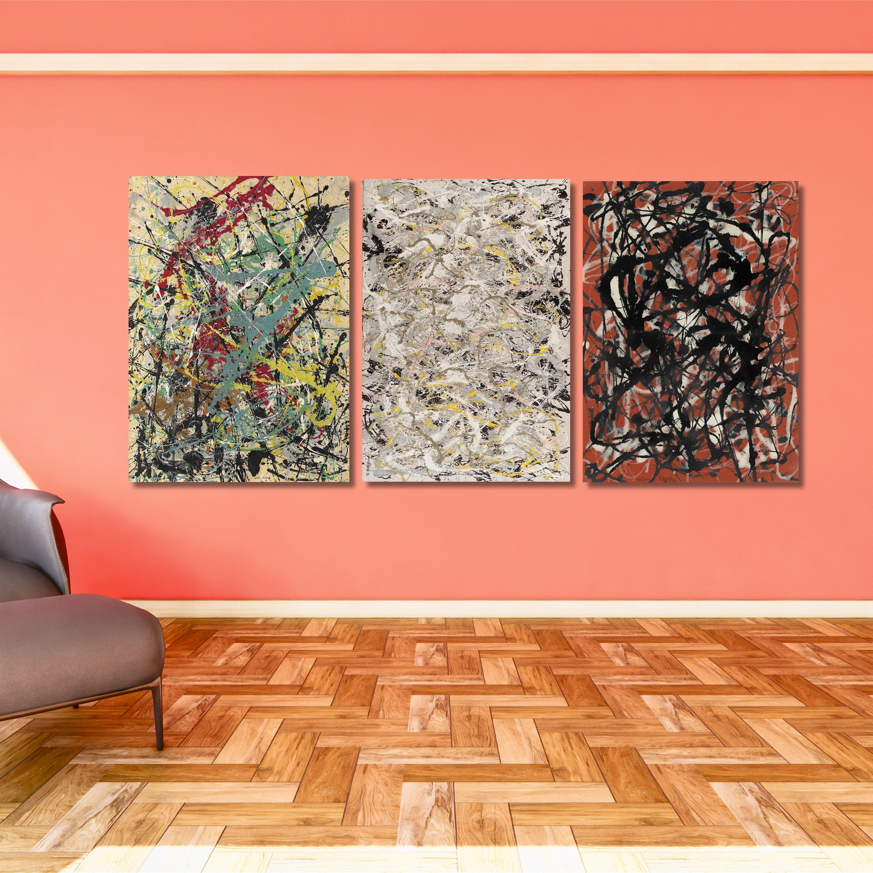 Set of 3 Jackson Pollock Art,pollock Canvas Print, Abstract Home Wall ...