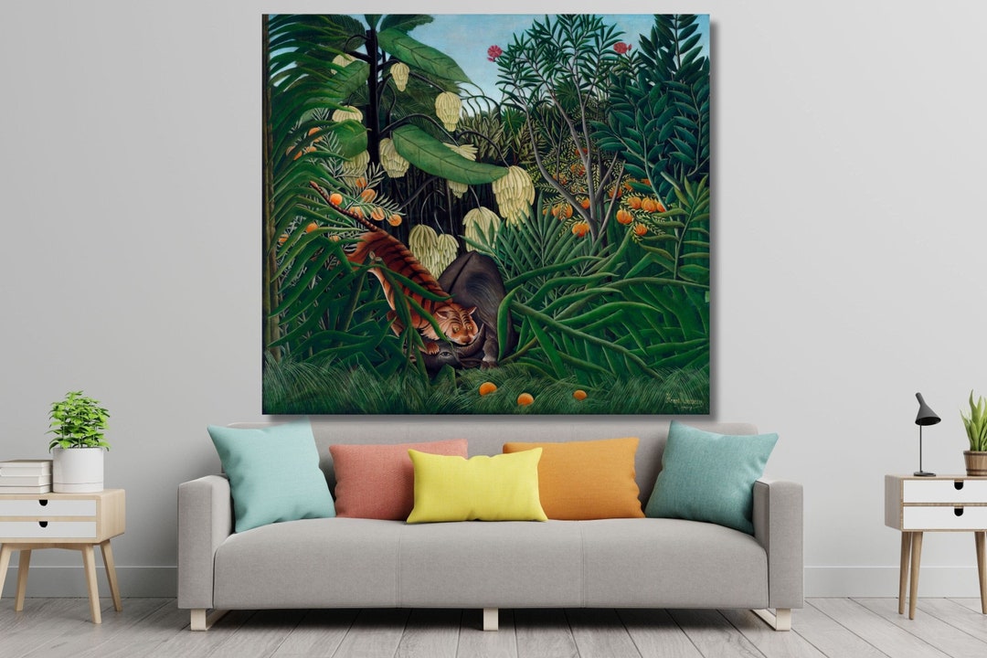 Fight Between a Tiger and a Buffalo (1908) by Henri Rousseau High ...