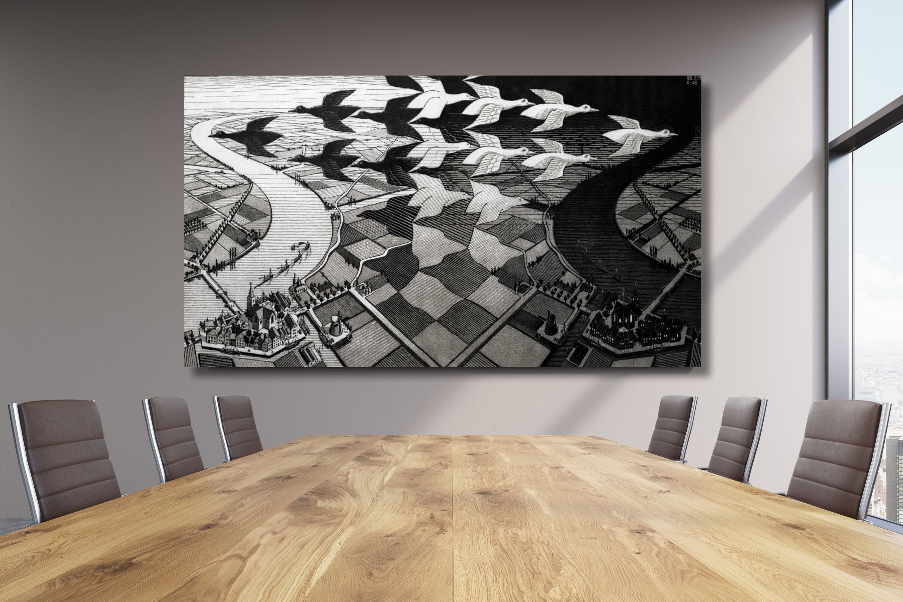 Day and Night Canvas Print,maurits Cornelis Escher Wall Art,mc Escher ...