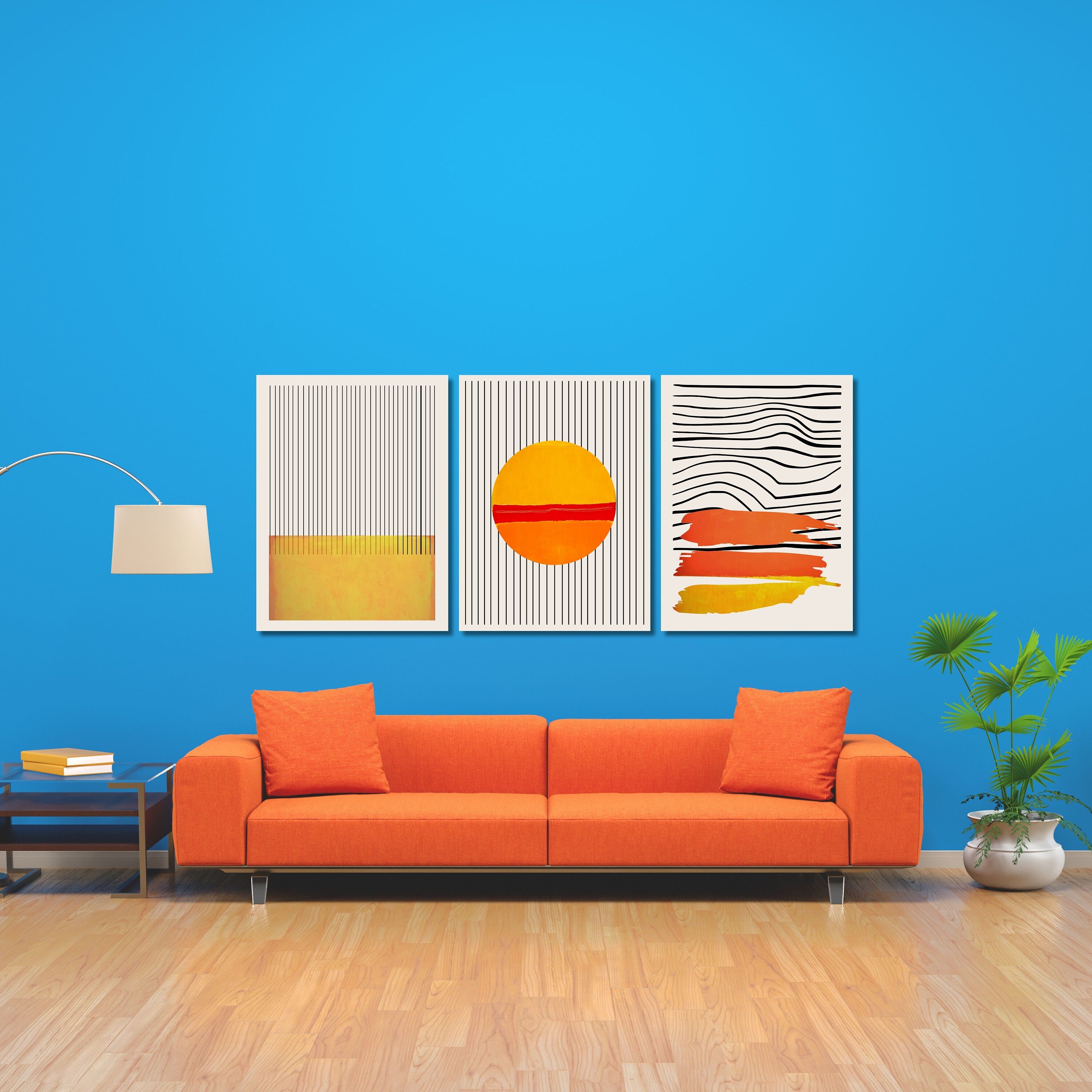 Set of 3 Mid Century Rothko Canvas Art Neutral Modern Wall Art Boho Art ...