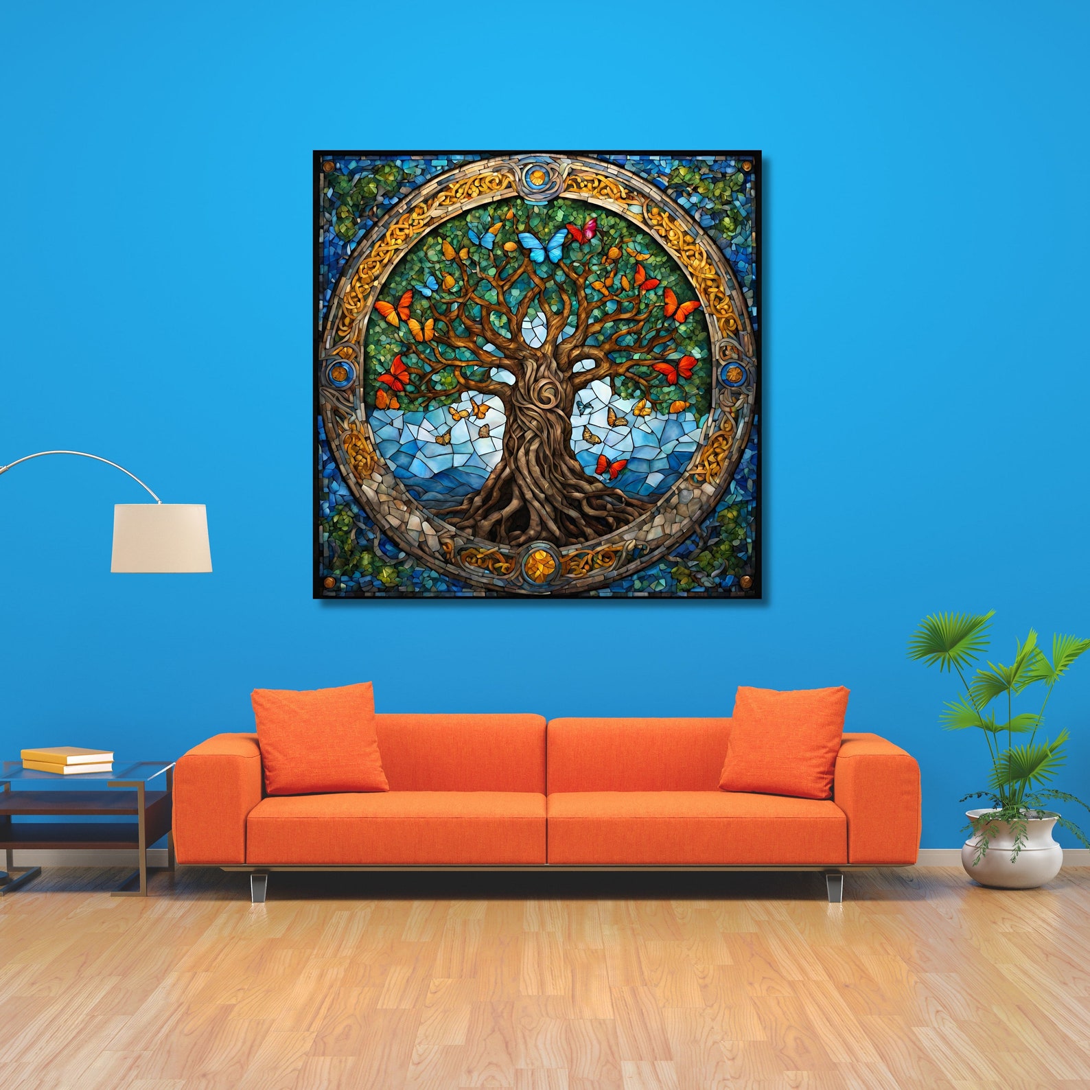 Tree of Life Canvas Wall Art Stained Glass Canvas Celtic Home Decor ...