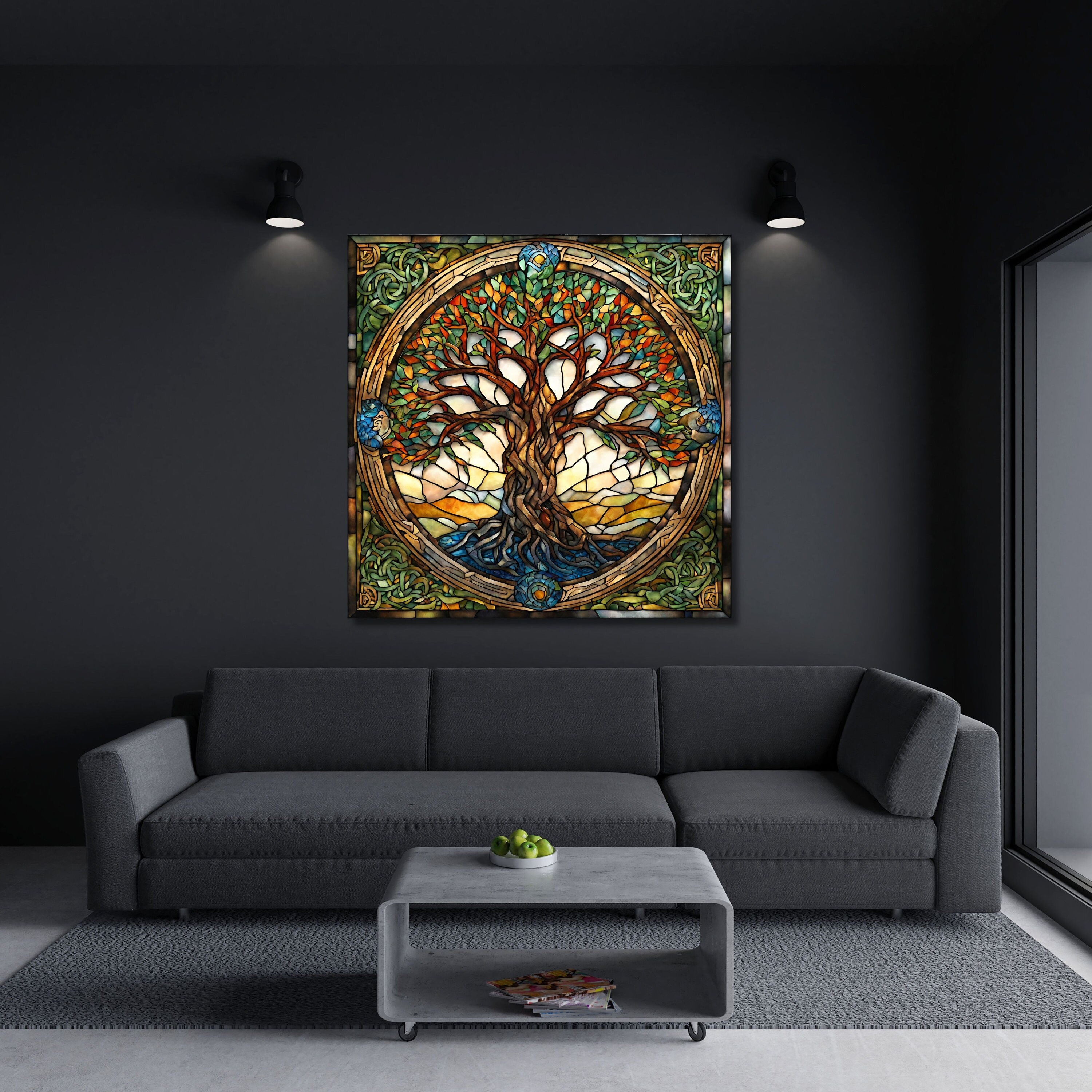 Mosaic Tree of Life Canvas Wall Art Stained Glass Canvas Celtic Home ...