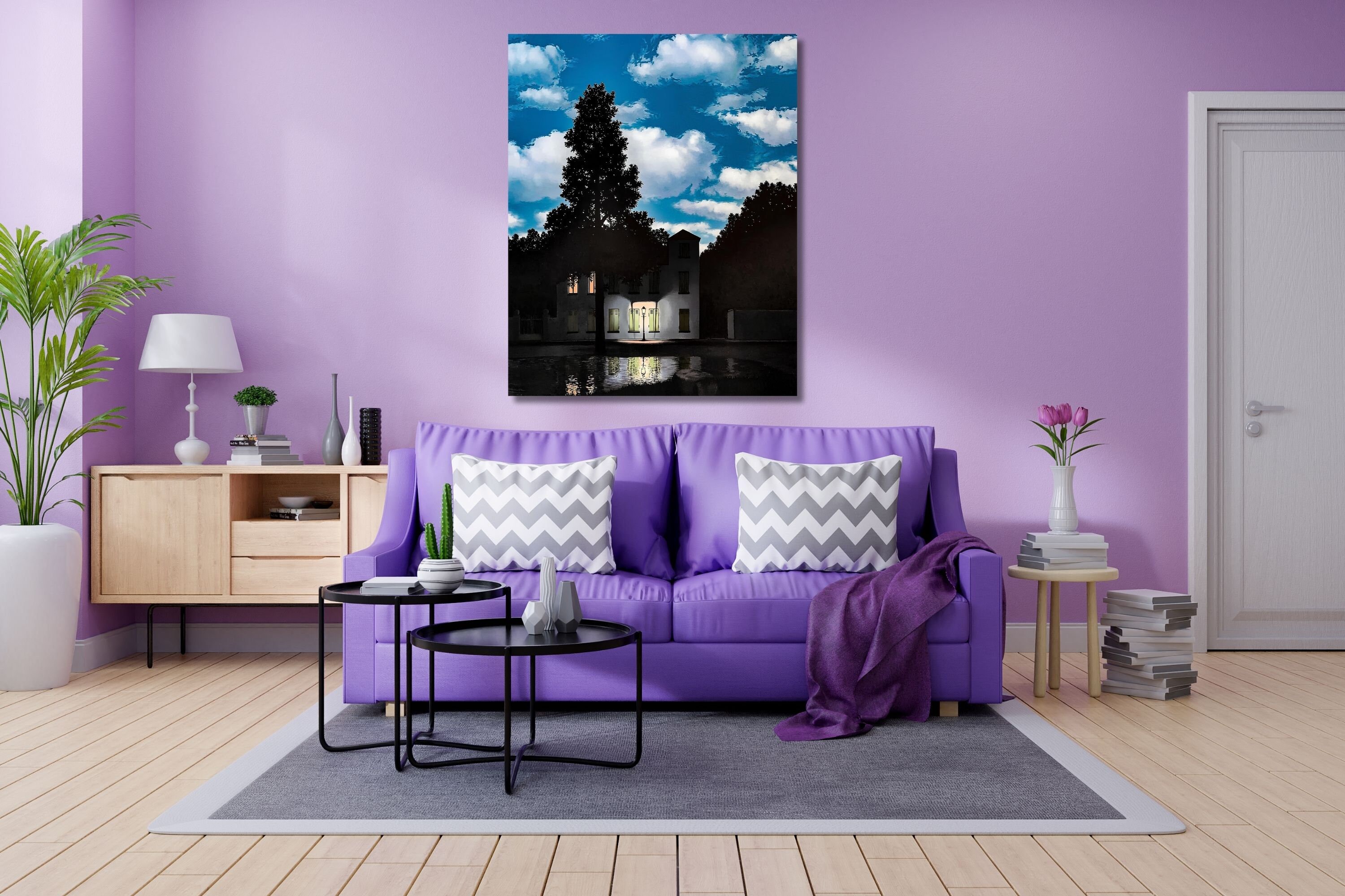 René Magritte Night Sky House , Rene Magritte Canvas Wall Art, Rene ...