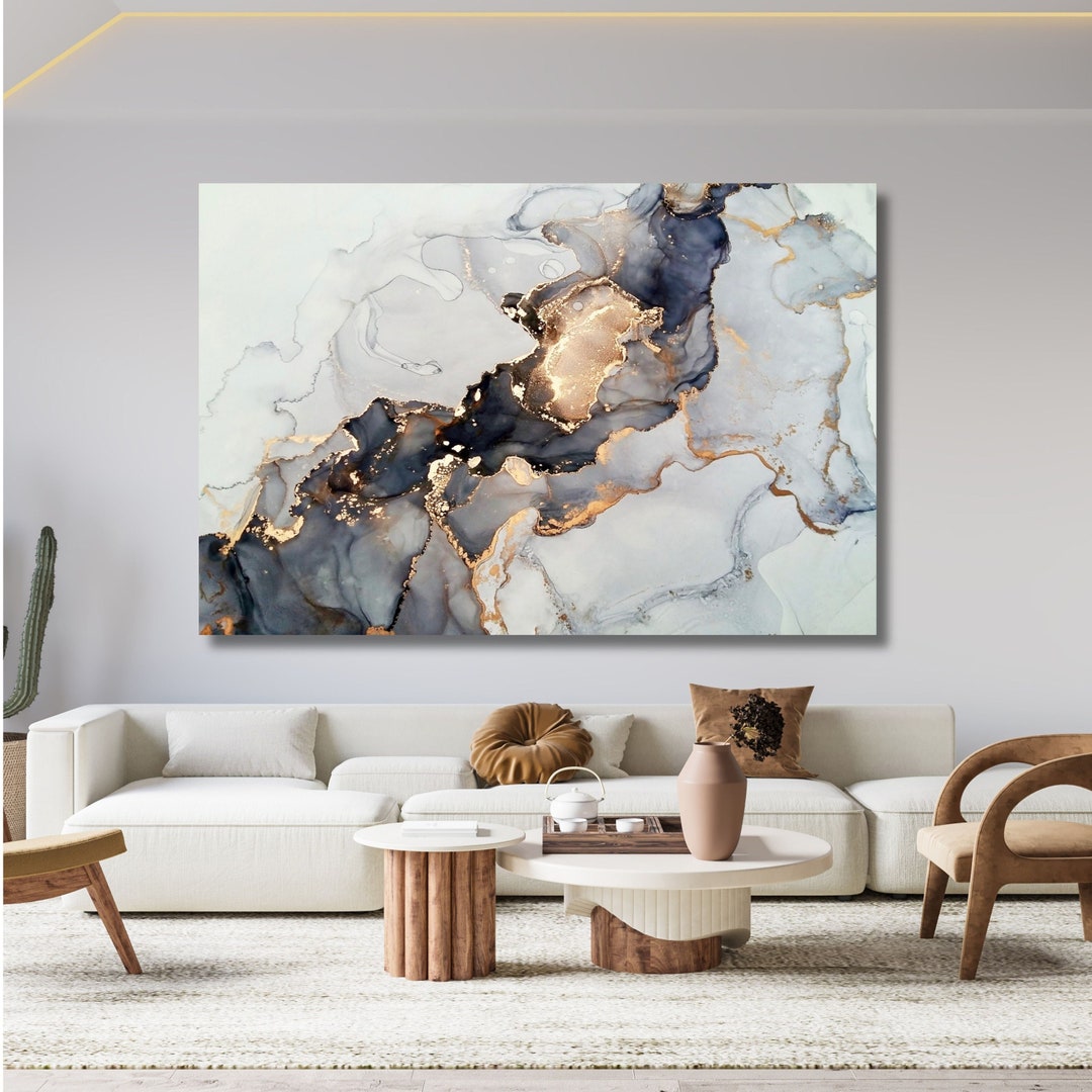 Black and Gold Marble Canvas Wall Art Artwork Marble Decor Abstract ...