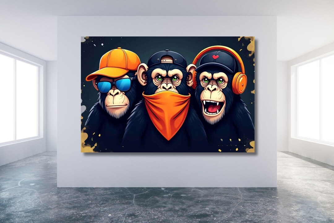 Three Wise Monkeys Artificial Intelligence Canvas Art,modern Wall Decor ...