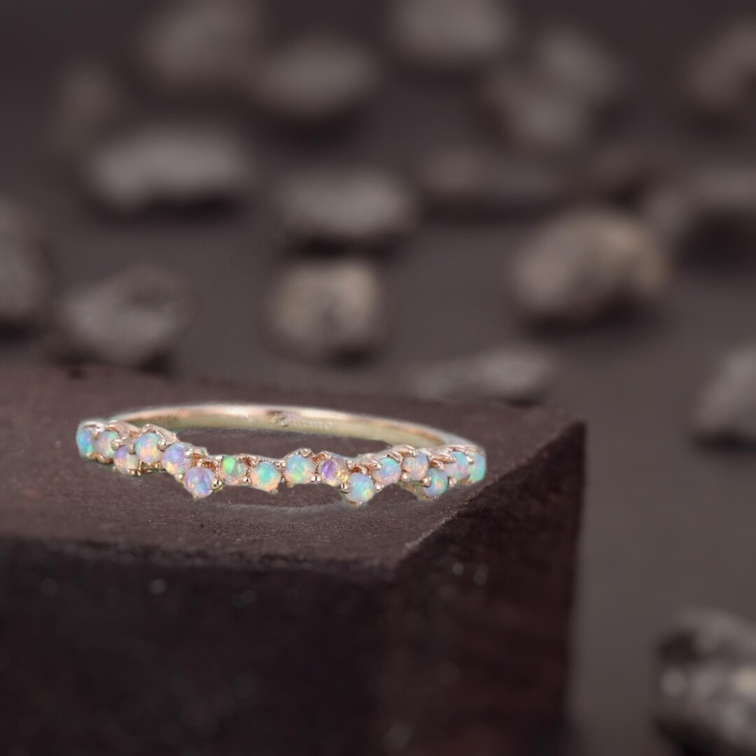 Opal Eternity Ring, Dainty Opal Ring, Gold Opal Ring, Silver Opal Ring, Minimalist Ring, Opal ...