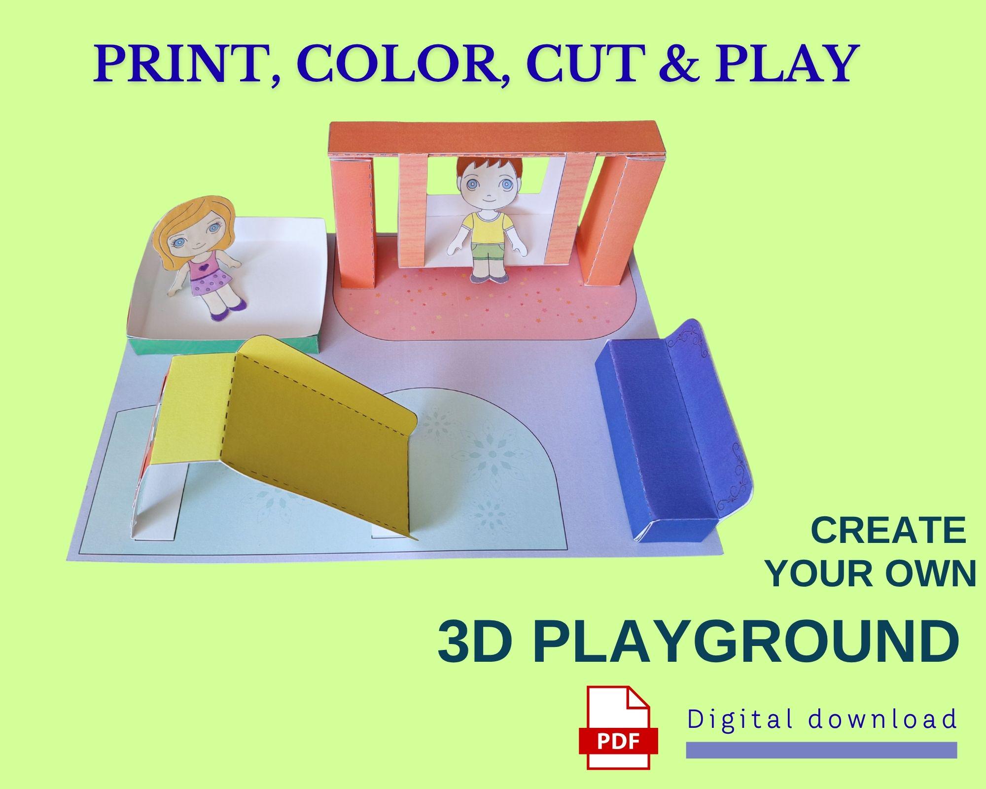 Printable 3D Paper Playground for Kids - Cut, Glue & Play Activity ...