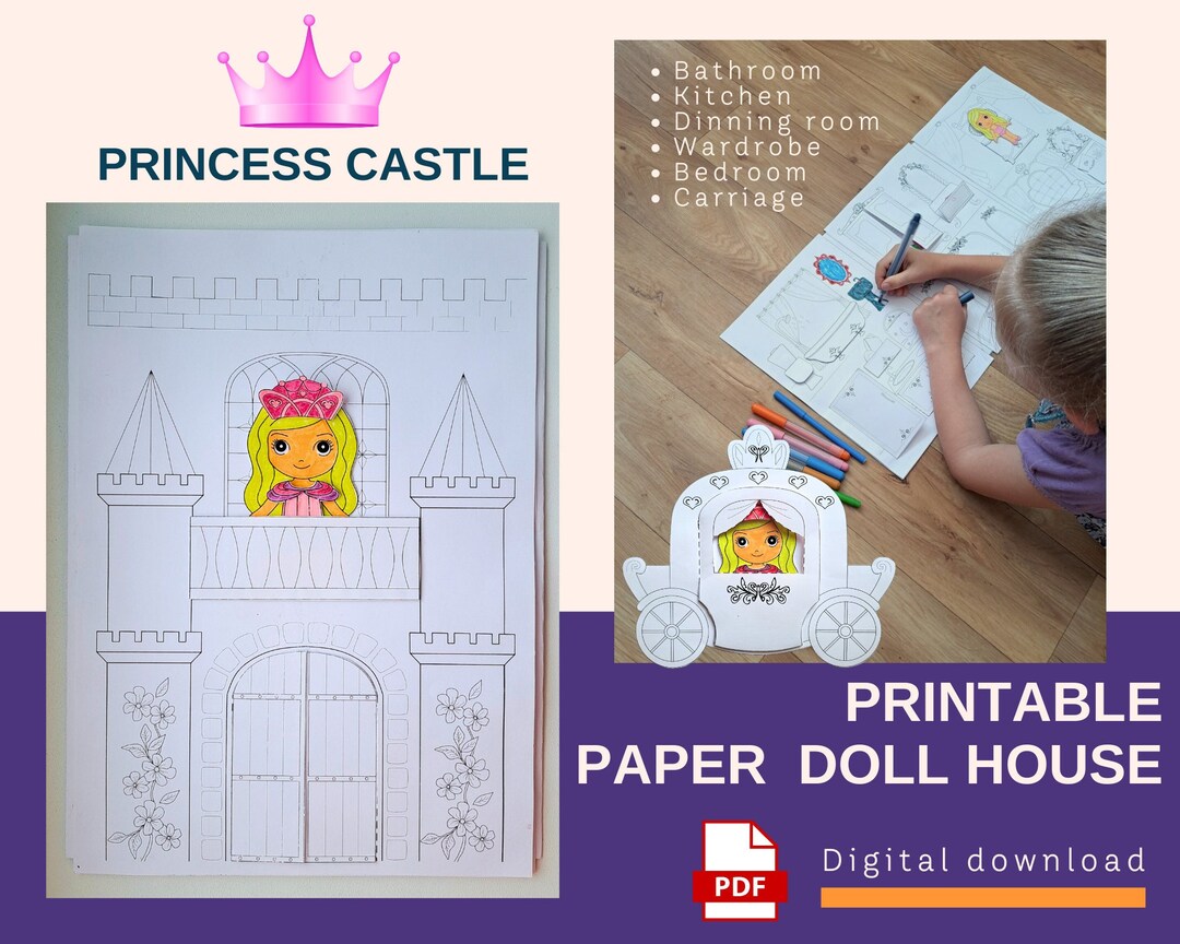 Princess Castle Printable Paper Doll House Paper Quiet Book - Etsy