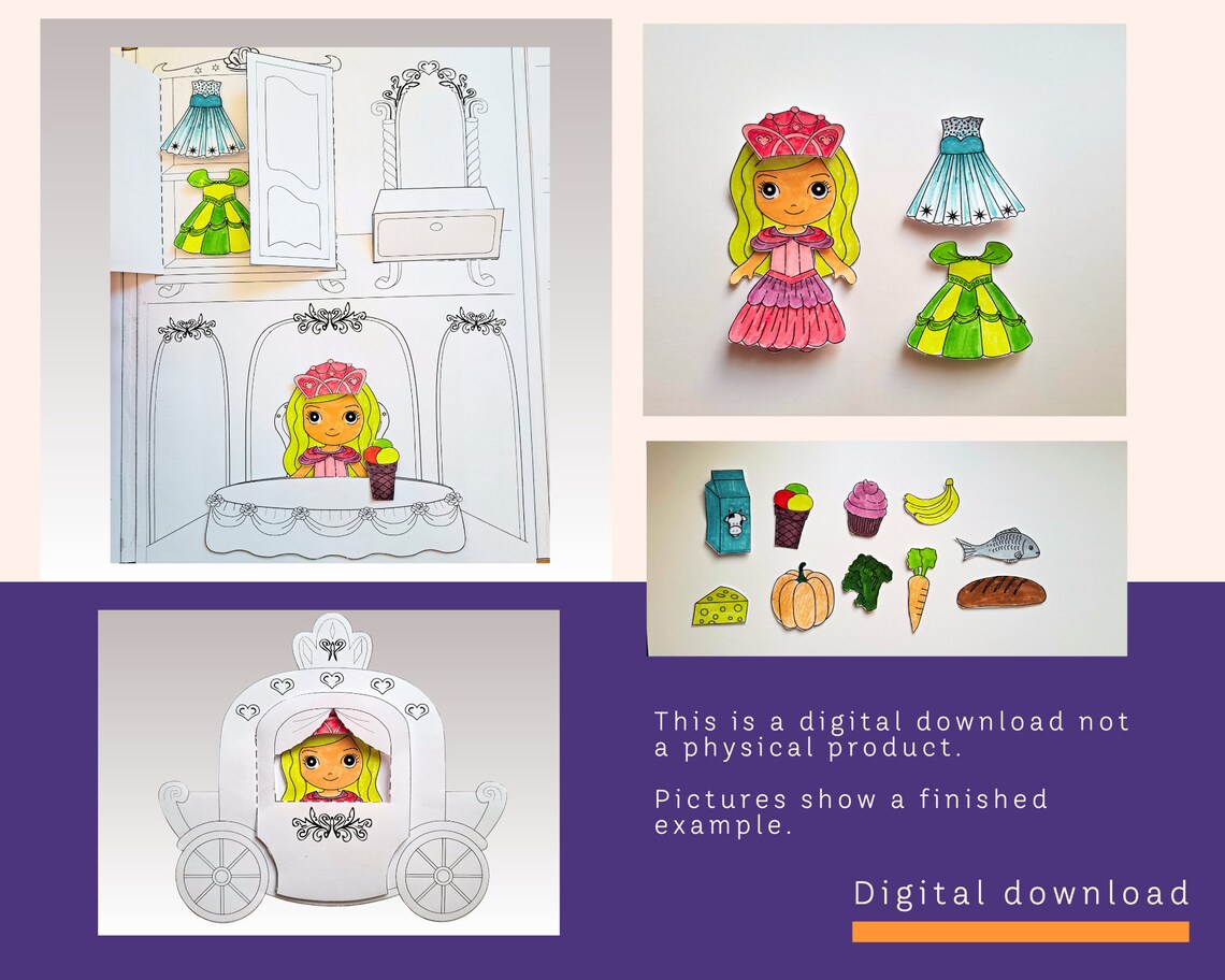 Princess Castle, Printable Paper Doll House, Paper Quiet Book, DIY ...