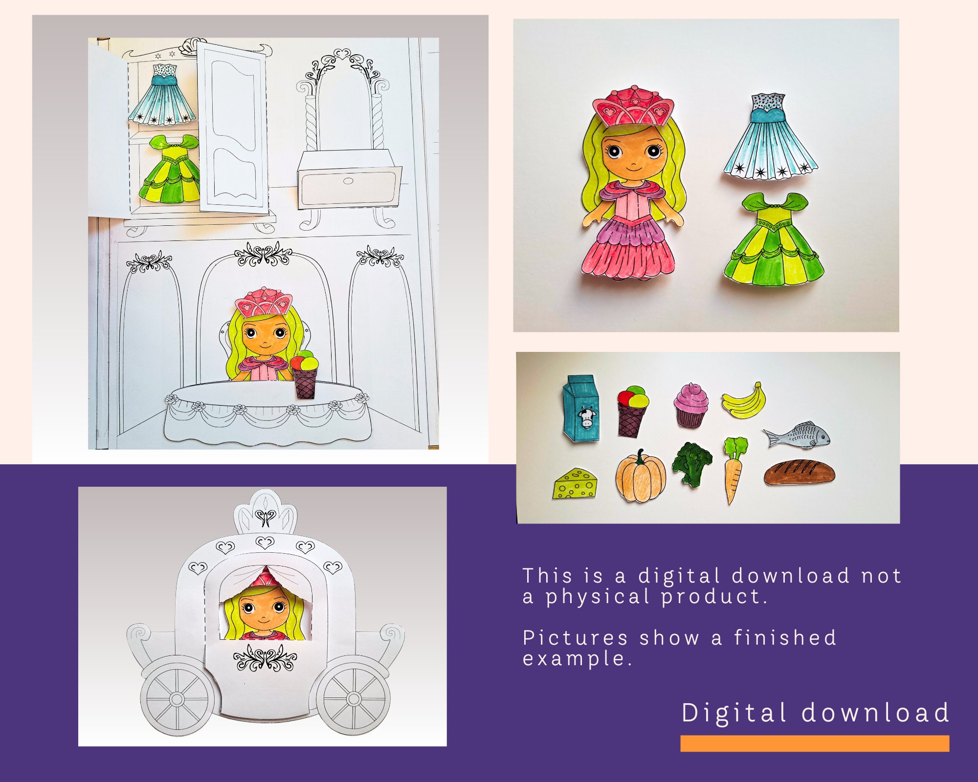 Princess Castle, Printable Paper Doll House, Paper Quiet Book, DIY ...