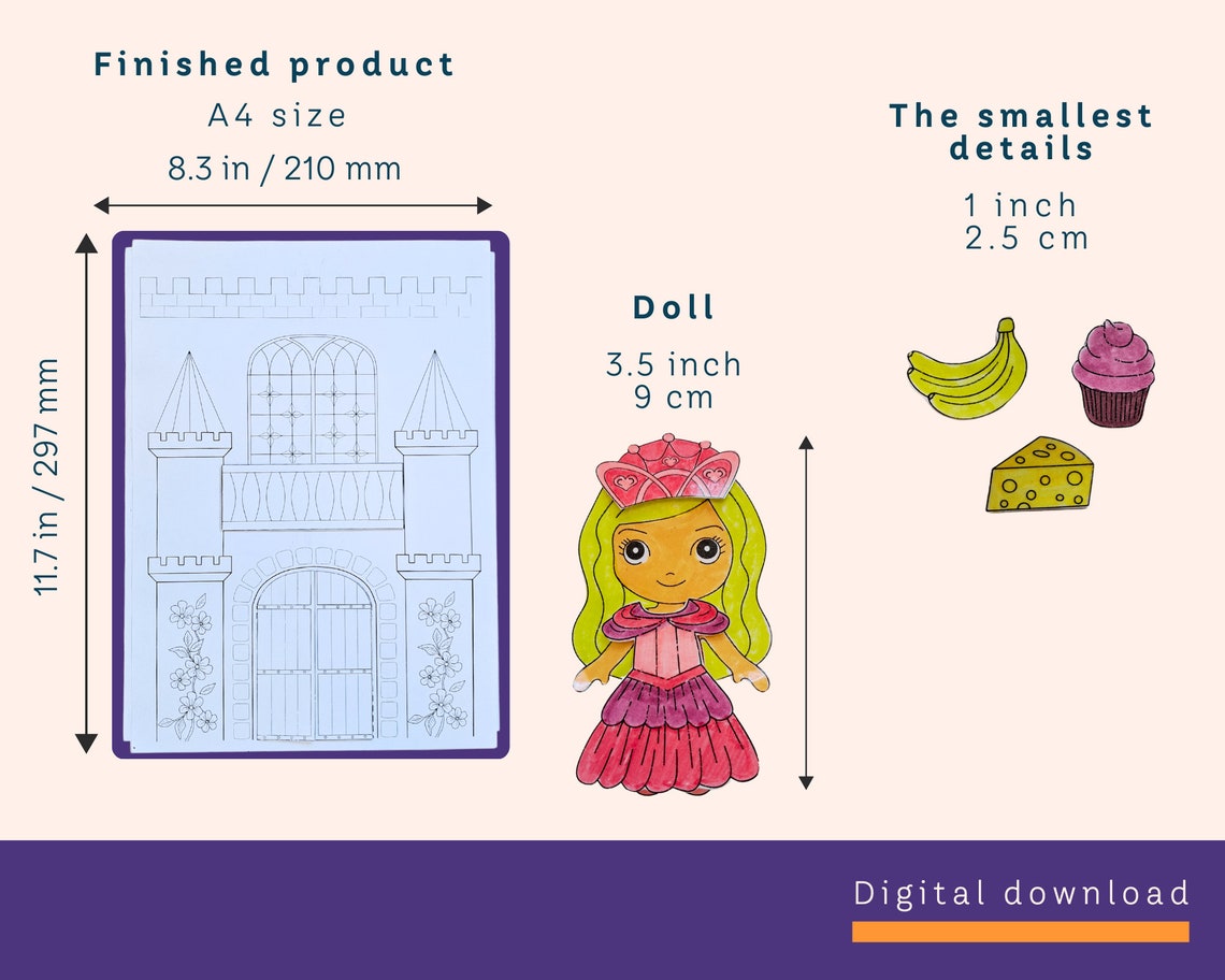 Princess Castle, Printable Paper Doll House, Paper Quiet Book, DIY ...