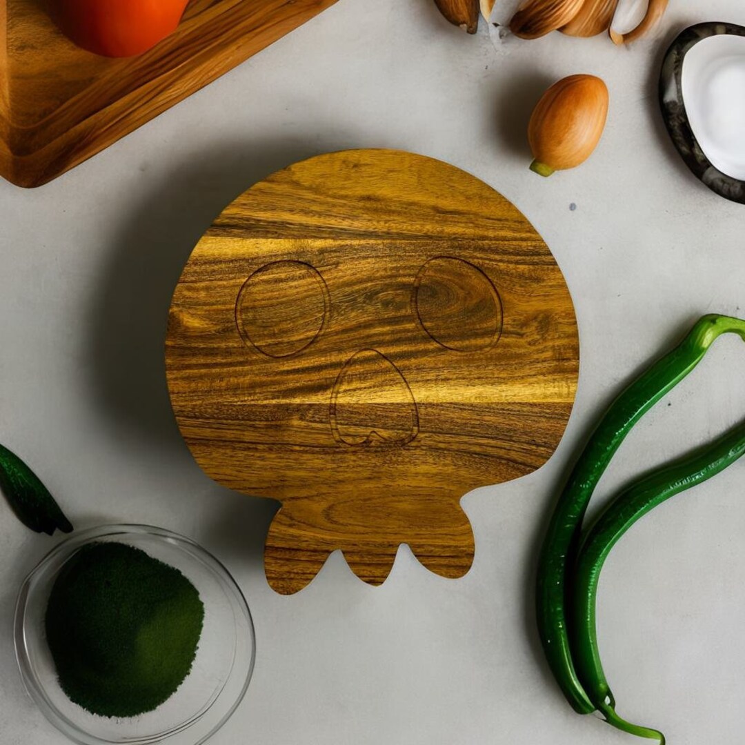 Halloween Skull Wood Cutting Board, Handmade Cutting Board Wood ...