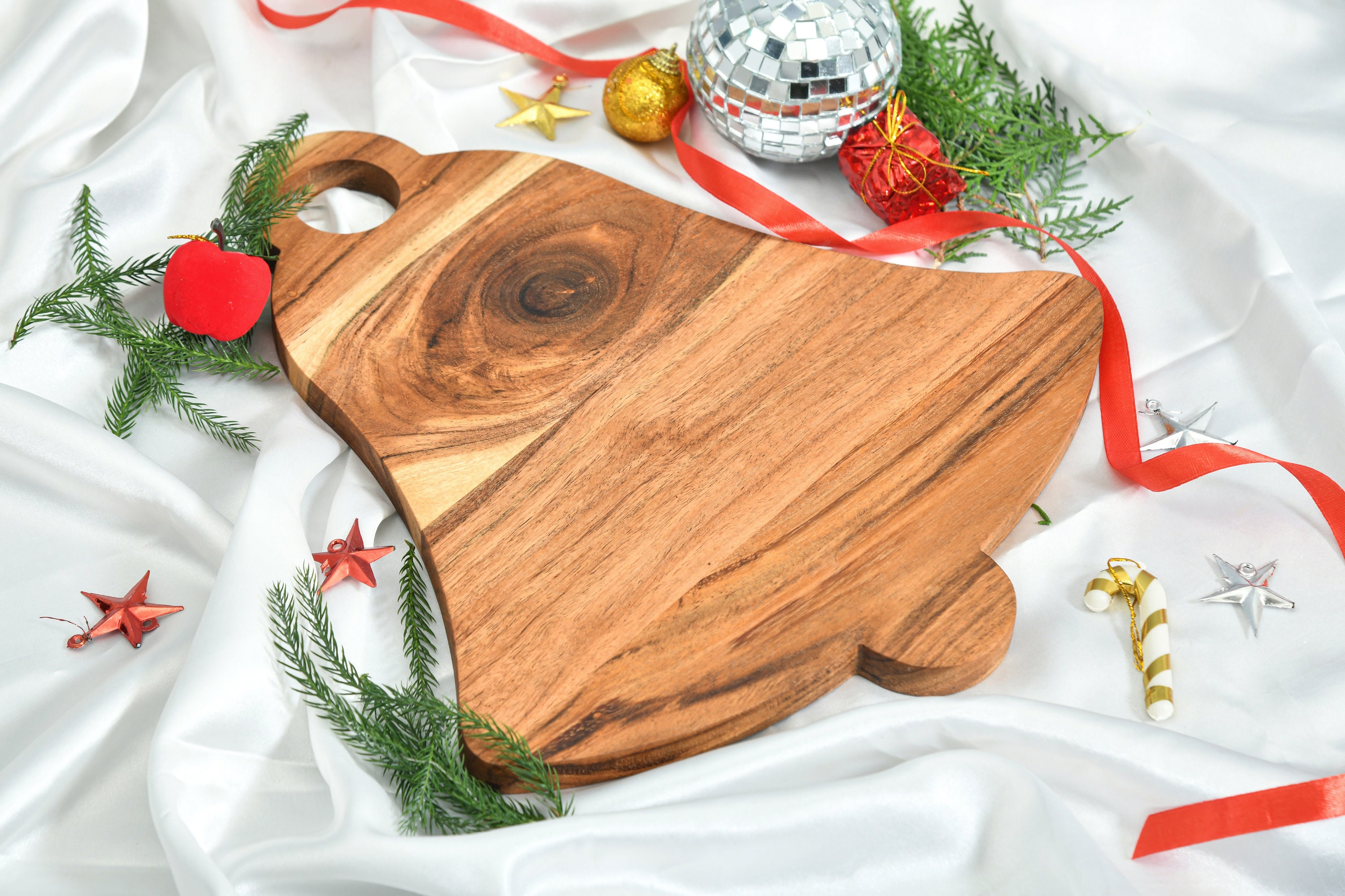 Handmade Bell Design Wooden Cutting Board & Serving Charcuterie Platter ...