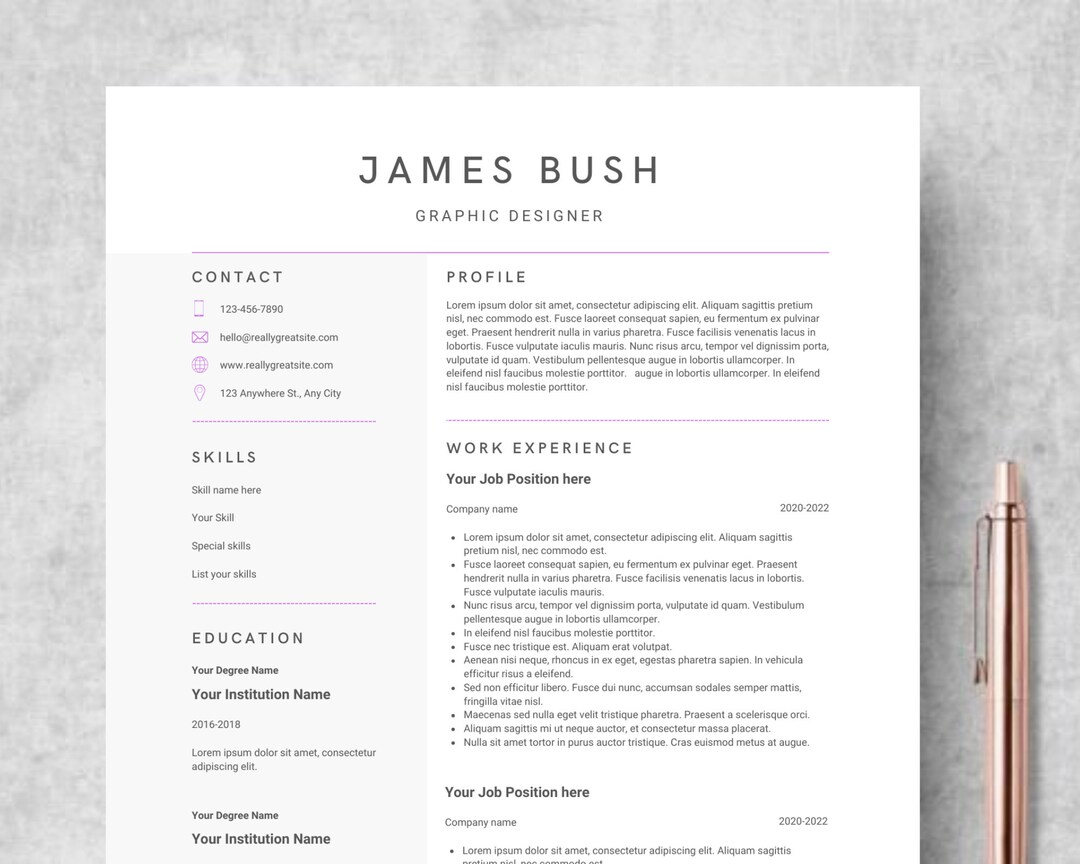 Professional Resume Template Minimalist CV Resume Modern Creative ...