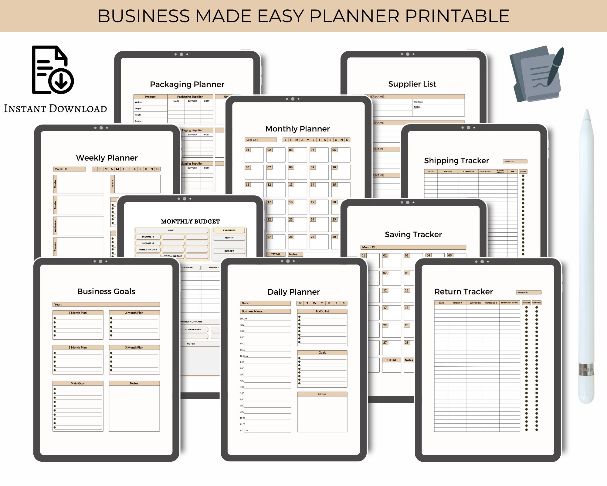 Business Planner Printable Business Planner PDF Business Planning ...