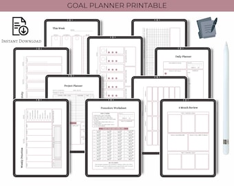 Goal Planner Canva Templates, Goal Setting Worksheet Template, Goal ...