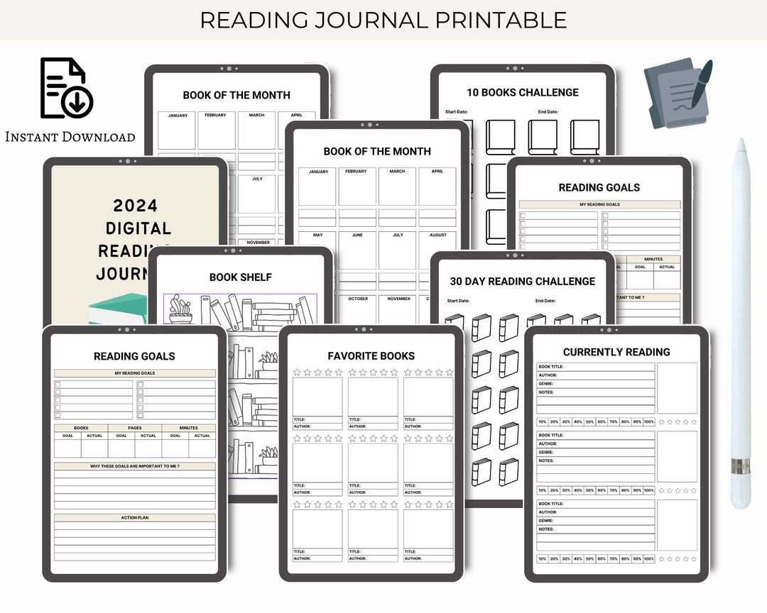 Reading Journal Templates Book and Reading Planner Reading Tracker ...