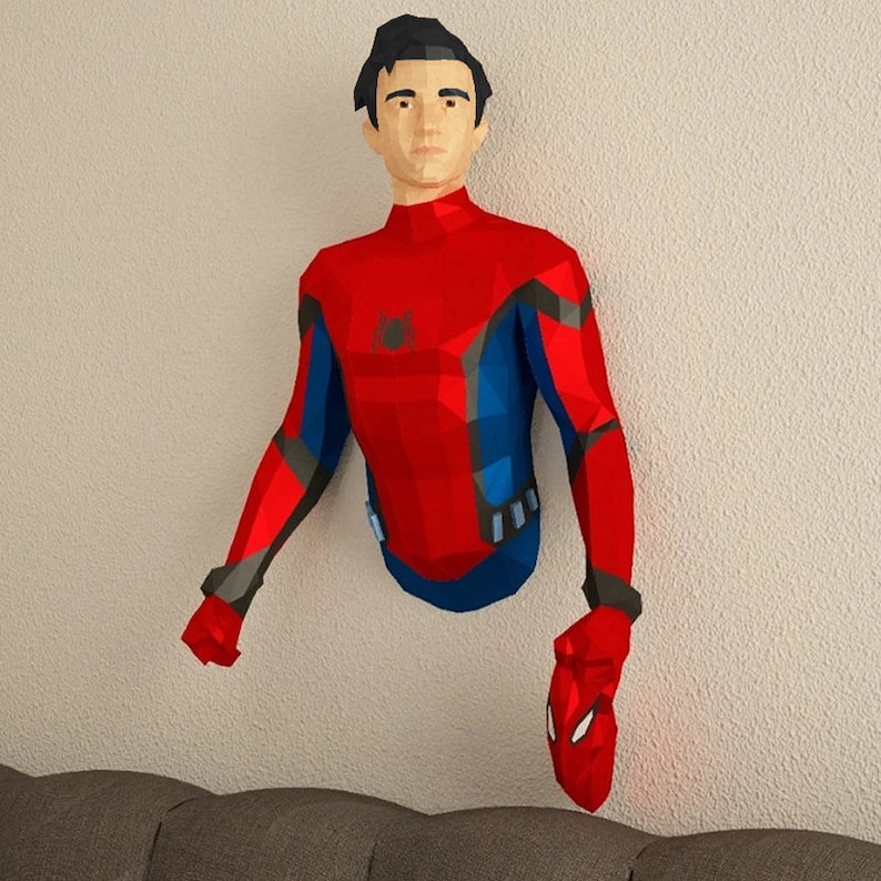 Spiderman 3D Paper Model Wall Hanging Diyspiderman Papercraft - Etsy