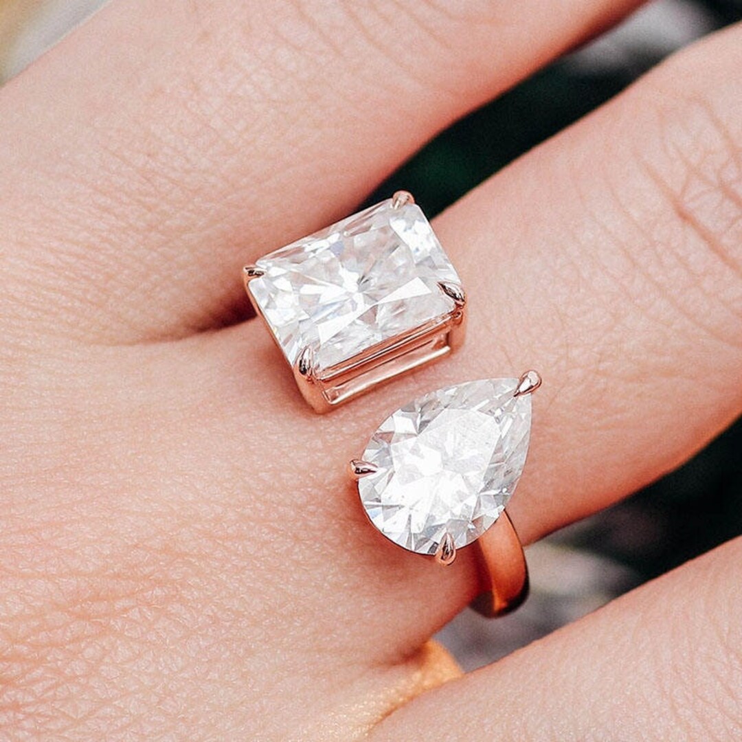 Pear Engagement Ring Drop Diamond Ring Gold Ring Silver Ring Promise ...