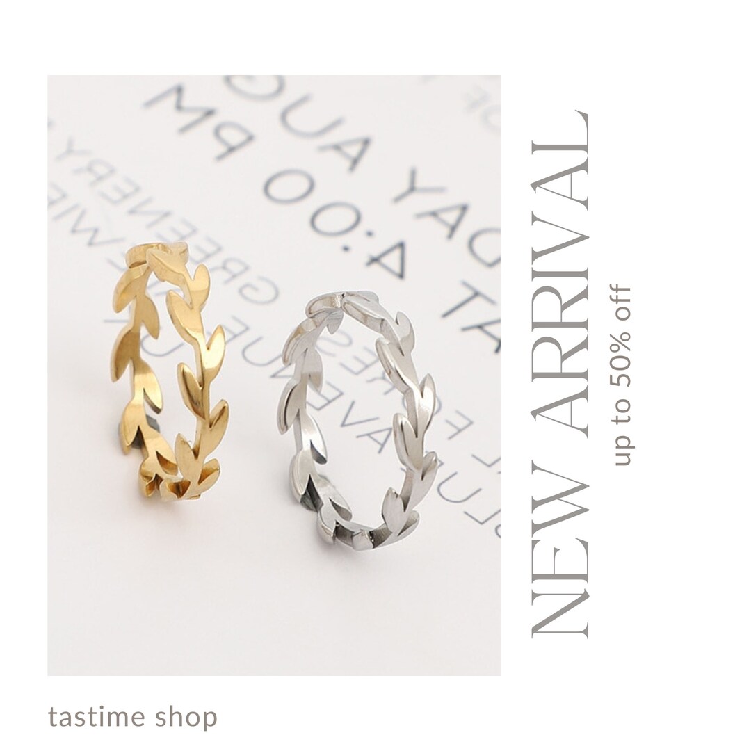 Minimalist Leaf Pattern Ring Simple Statement Ring Vintage - Etsy